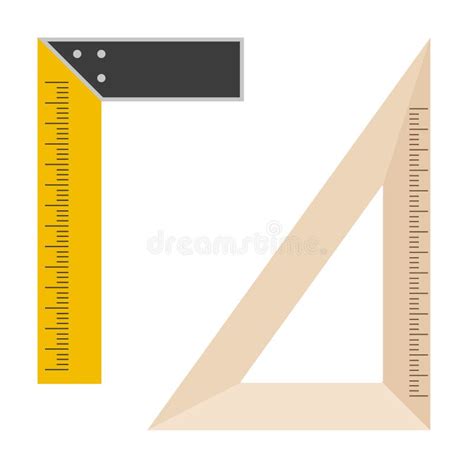Metal And Wood Square Measuring Tool Flat Style Vector Illustration