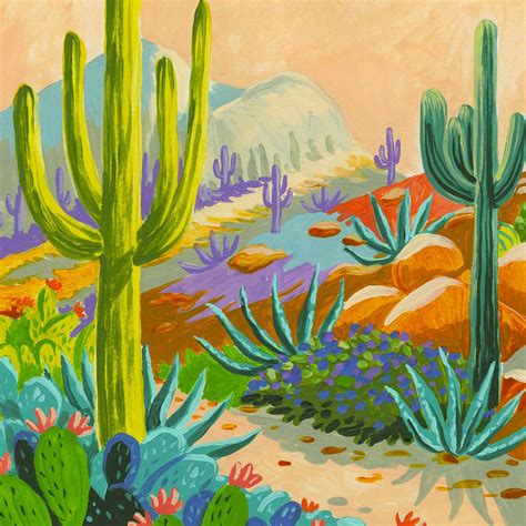 Saguaro National Park Art Saguaro Cactus Art Angela Staehling