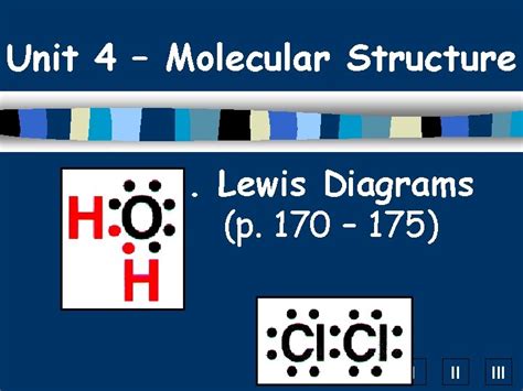 Unit 4 Molecular Structure Lewis Diagrams P 170