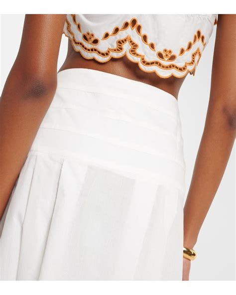 Farm Rio Embroidered Cotton Midi Skirt In White Lyst