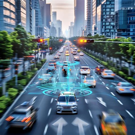 Autonomous Driving Technology In A Modern City Premium Ai Generated Image