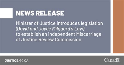Minister Of Justice Introduces Legislation David And Joyce Milgaards