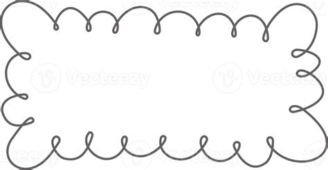 Scallop Edge Rectangle Frame Shape With Lace Border Cute Hand Drawn Doodle Box With Frill