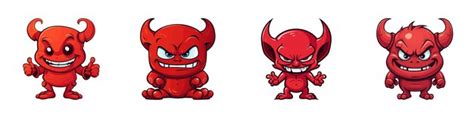 Cute Red Devil Character Cartoon Vector Illustration Premium Ai