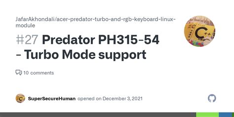Predator Ph315 54 Turbo Mode Support · Issue 27 · Jafarakhondaliacer Predator Turbo And Rgb