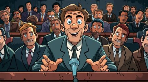 Cartoon Vector Motivational Speaker Engaging With An Audience Premium