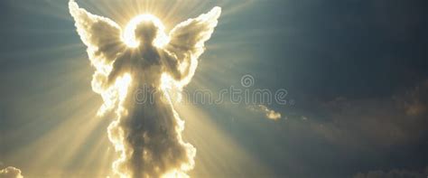 Angel Cloud With Bright Light Rays In The Sky Stock Illustration
