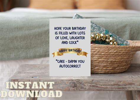 Funny Birthday Printable Card Rude Birthday Card Friend Greeting Card