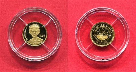 Liberia 25 Dollars Minigoldmünze 2000 Elisabeth Ii Proof In Capsule