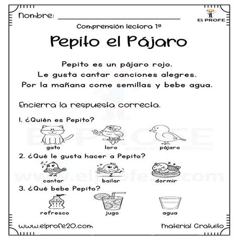 Cuadernillo Comprension Lectora Primer Grado Primaria