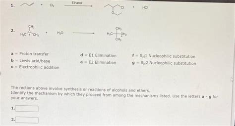 Solved 1 ↛cl2→ Ethand Hcl 2 The Rections Above Involve