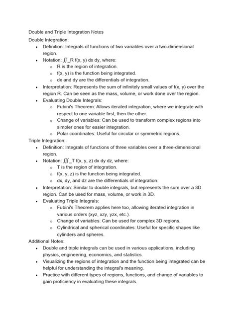 Double And Triple Integration Notes Pdf Integral Geometry