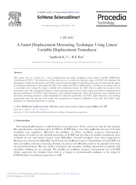 pdf a smart displacement measuring technique using linear variable