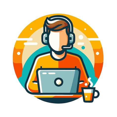 Flat Vector Design Of Digital Interaction Logo Of Person With Laptop