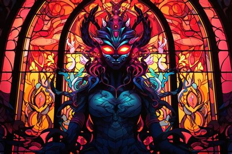 Premium Photo Stained Glass Style With A Kahlii In The Background