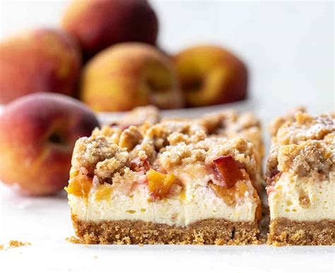 Peach Cobbler Cheesecake Bars I Am Baker