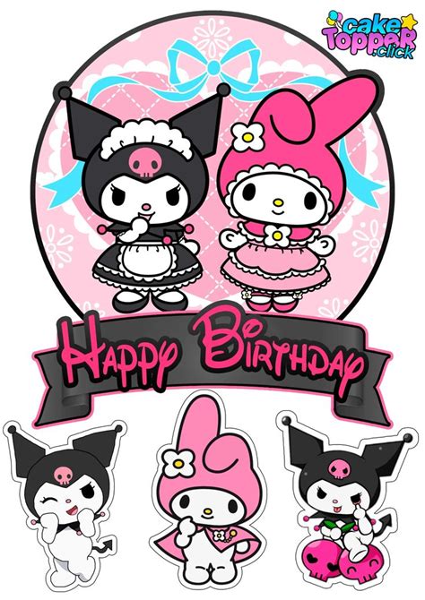 Kuromi Cake Toppers Sanrio Cake Topper Printable Kuromi Cupcake