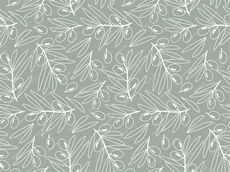 Premium Vector Vector Linear Seamless Pattern With Olive Tree