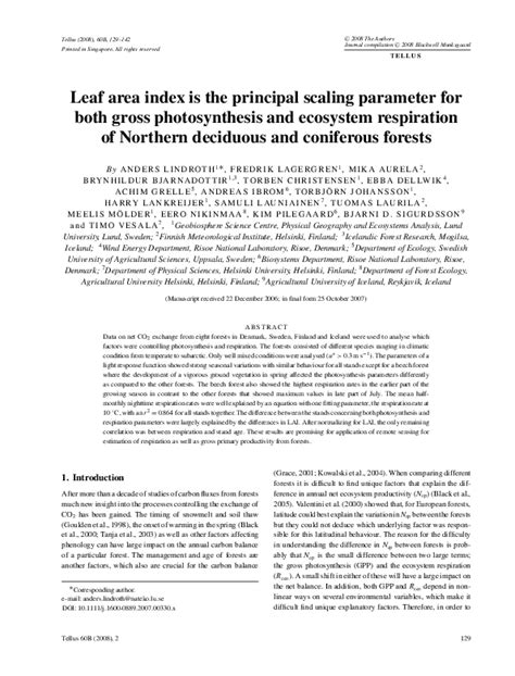 Pdf Leaf Area Index Is The Principal Scaling Parameter For Both Gross Photosynthesis And
