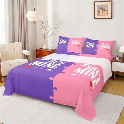 Jejeloiu Happy Valentines Day Full Size Sheetslove Couple Bed Sheets