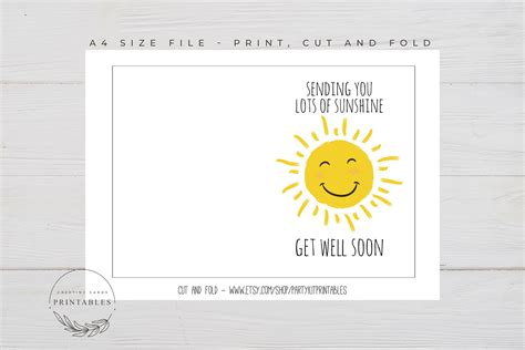 Printable Get Well Soon Card Digital Download Feel Better Etsy