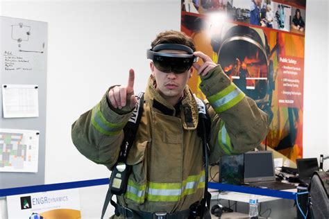 Firefighter With Augmented Reality Glasses