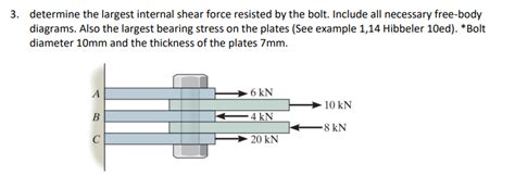 Determine The Largest Internal Shear Force Resisted By The Bolt Include