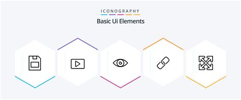 Basic Ui Elements 25 Line Icon Pack Including Arrow Pin App Paper Mobile 18661557 Vector Art