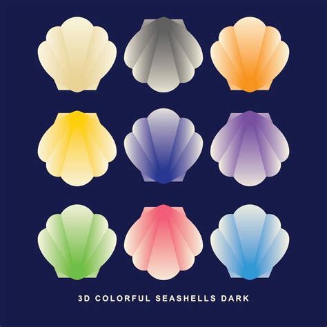 Premium Vector 3d Seashell Dark Design Pack