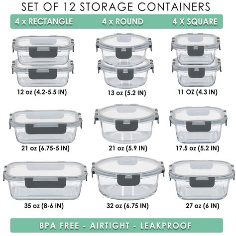 Glass Storage Containers With Lids Set Of 24 Piece Food Boutique
