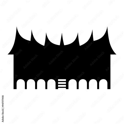 Vecteur Stock Minang Traditional House Silhouette Vector Illustration
