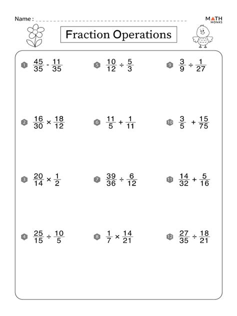 Fraction Operations Worksheet Pdf