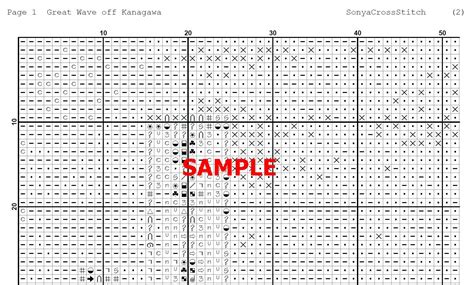 Wave Cross Stitch Pattern Great Wave Off Kanagawa Counted Cross Stitch