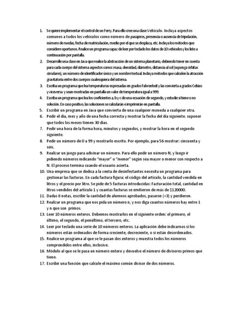 Ejercicios De Programación En Java Pdf Java Lenguaje De Programación Science