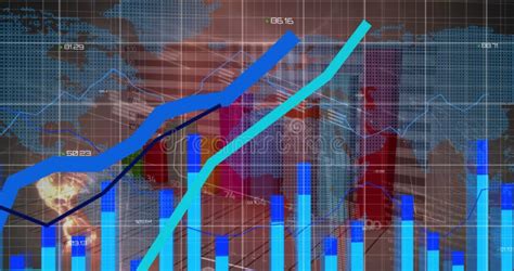 Image Of Statistical Data Processing Over World Map Against Grey