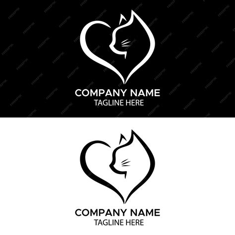 Premium Vector Black And White Cat Logo Design Template