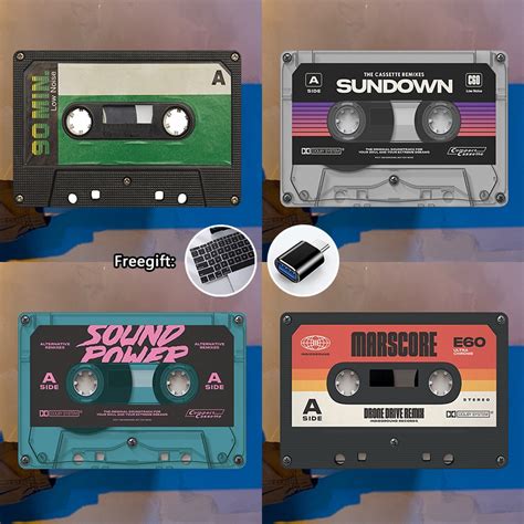 Retro Cassette Tape Print Case With Keyboard Cover For 2023 Macbook M3