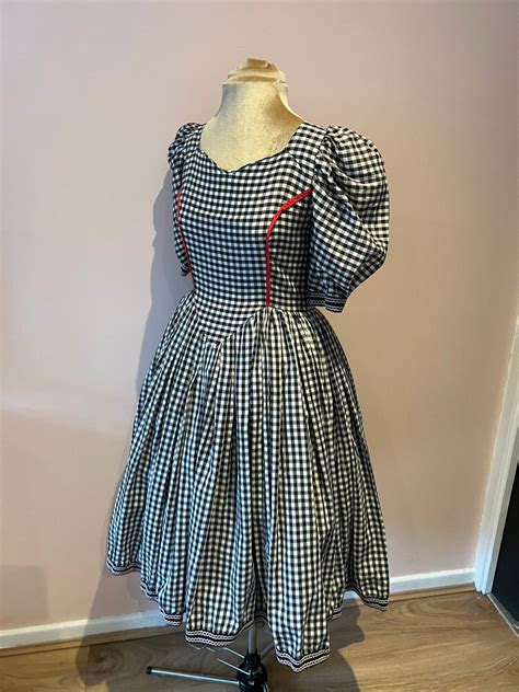 Vintage 1950s Gingham Dress 50s Handmade Gingham Dress 50s Swing