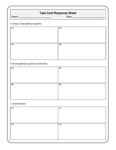 Solving Linear Equations Algebra Task Cards Versatile Engaging Math