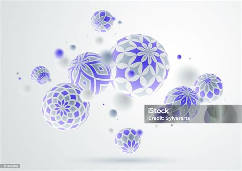 추상 구 벡터 배경 패턴으로 장식 된 비행 공의 구성 장신 구장이있는 3d 혼합 다양한 사실적 지구 사실적인 필드 효과 3차원