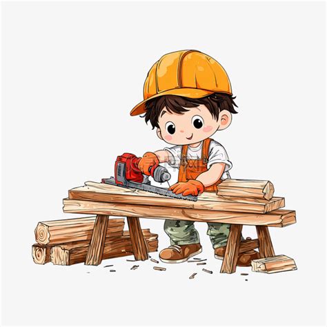 卡通小木匠在树林里工作素材图片免费下载 千库网