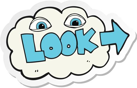 Sticker Of A Cartoon Look Pointing Sign 10672501 Vector Art At Vecteezy