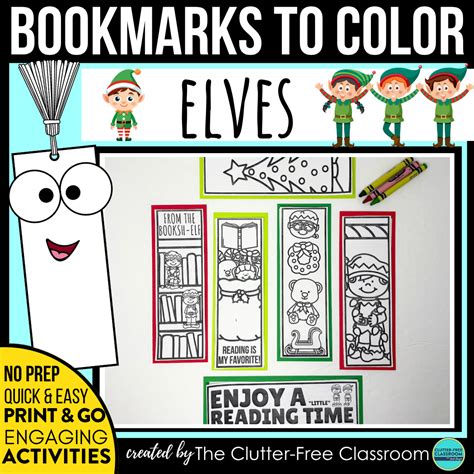 Elf Bookmarks For Elementary Students To Color 2026 Teaching With