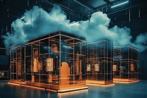 Premium Photo Data Business Storage Technology Cloud Concept Blue Screen Connect Server