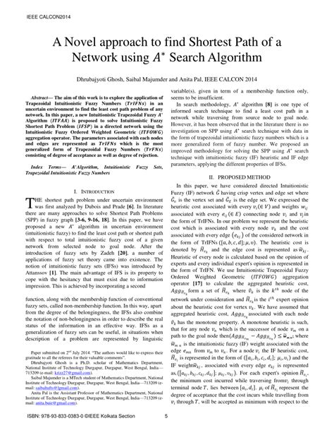 Pdf A Novel Approach To Find Shortest Path Of A Network Using A∗ Search Algorithm