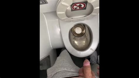 Pissing In A Public Plane Restroom Shy Bladder Crowed Flight Moaning
