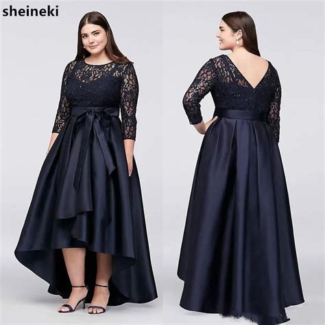 High Low Lace Mother Of The Bride Dress 34 Sleeve Plus Size Formal