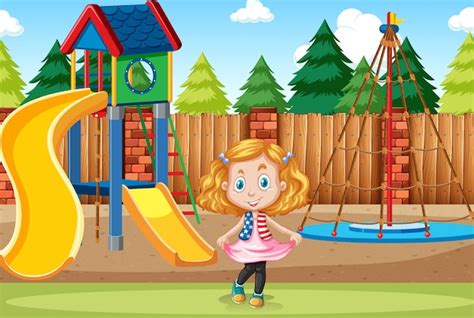 Free Vector Girl At Playground Scene