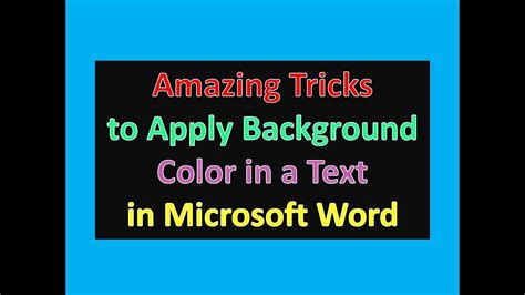 Amazing Tricks To Apply Background Color In A Text In Microsoft Word
