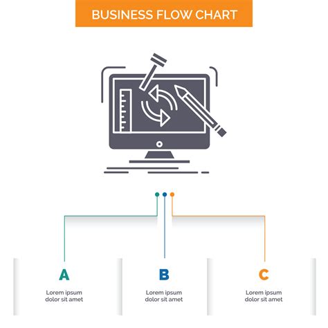 Engineering Project Tools Workshop Processing Business Flow Chart Design With 3 Steps Glyph